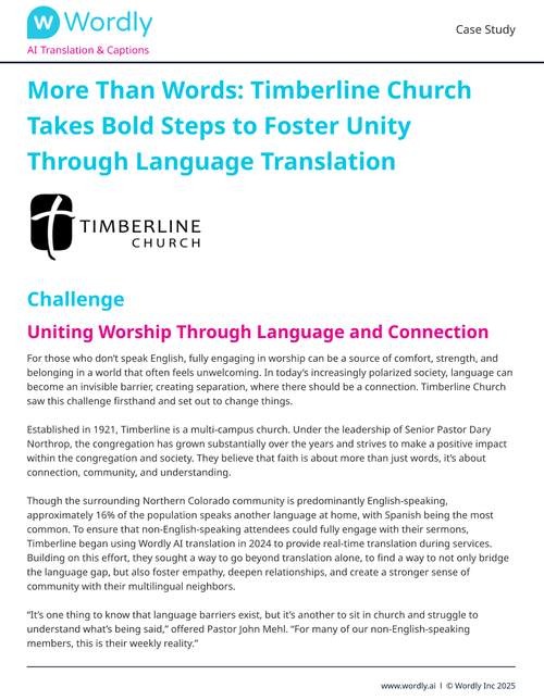 Timberline Church Case Study | Wordly